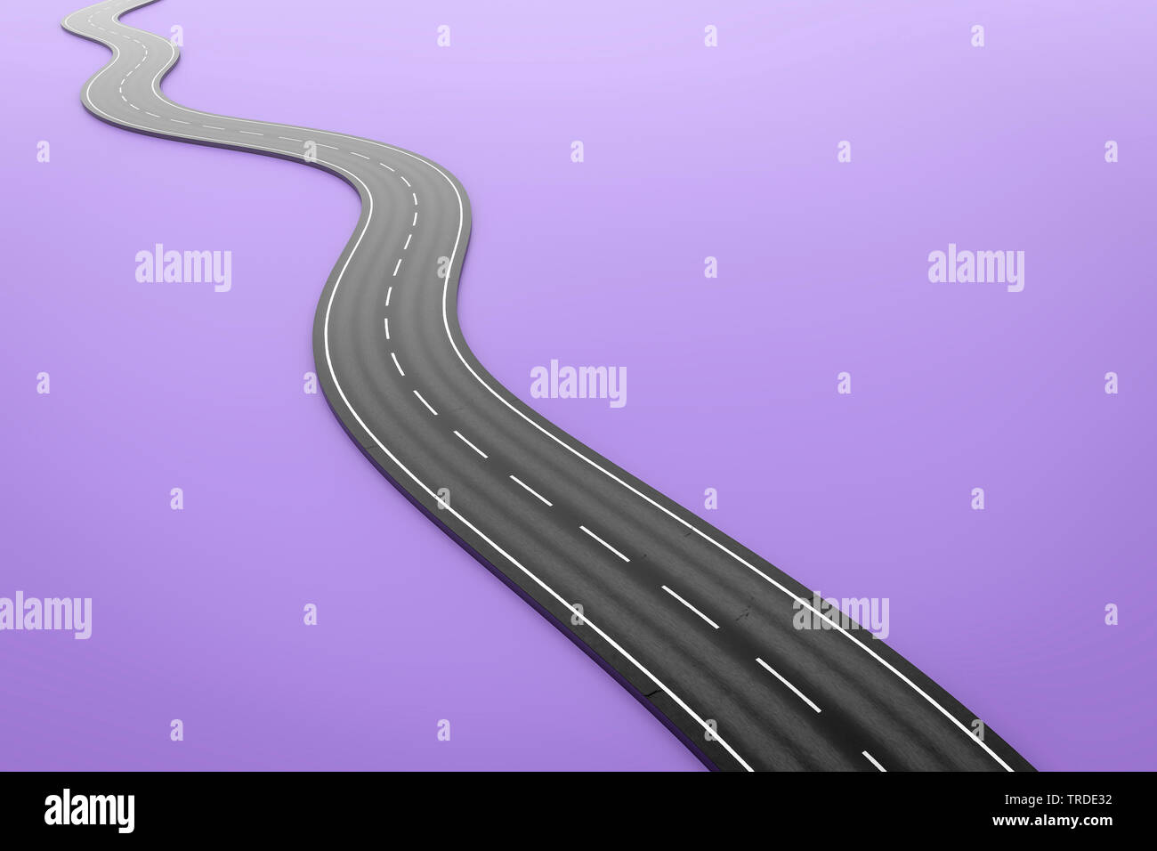 3D computer graphic, curved highway road representing a path to a ...