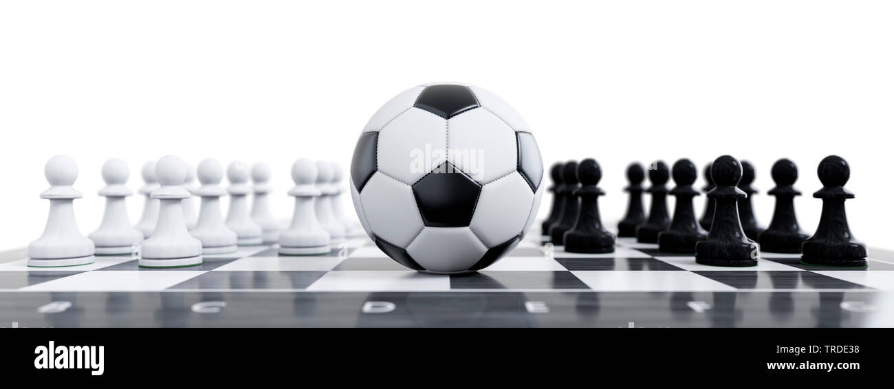 football on a chess board, computer graphic, Europe Stock Photo - Alamy