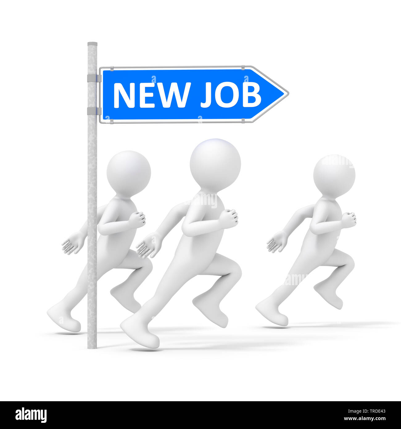 3D icon men in white color running in the direction of a sign labeled ...