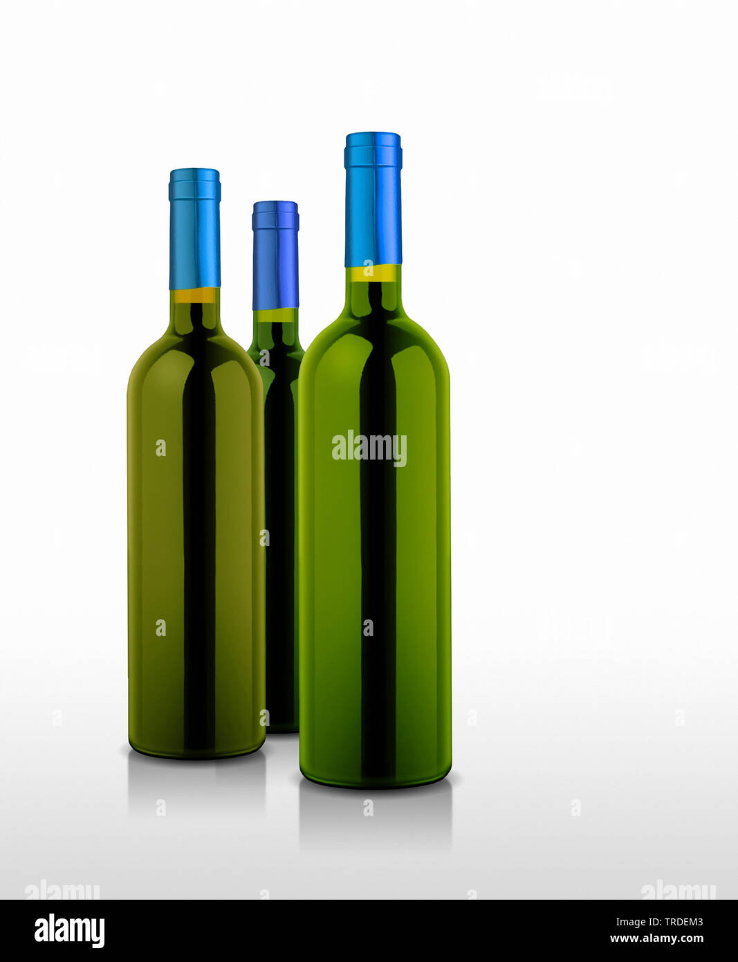 three green wine bottles, computer graphic Stock Photo - Alamy