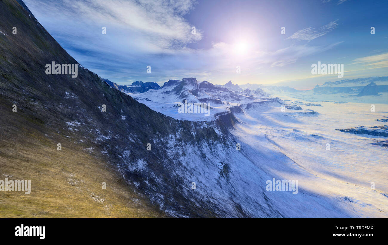 mountains, virtual landscape, computer graphic Stock Photo - Alamy
