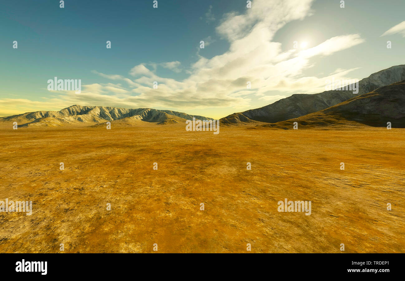 mountain scenery, virtual scenery, computer graphic Stock Photo - Alamy