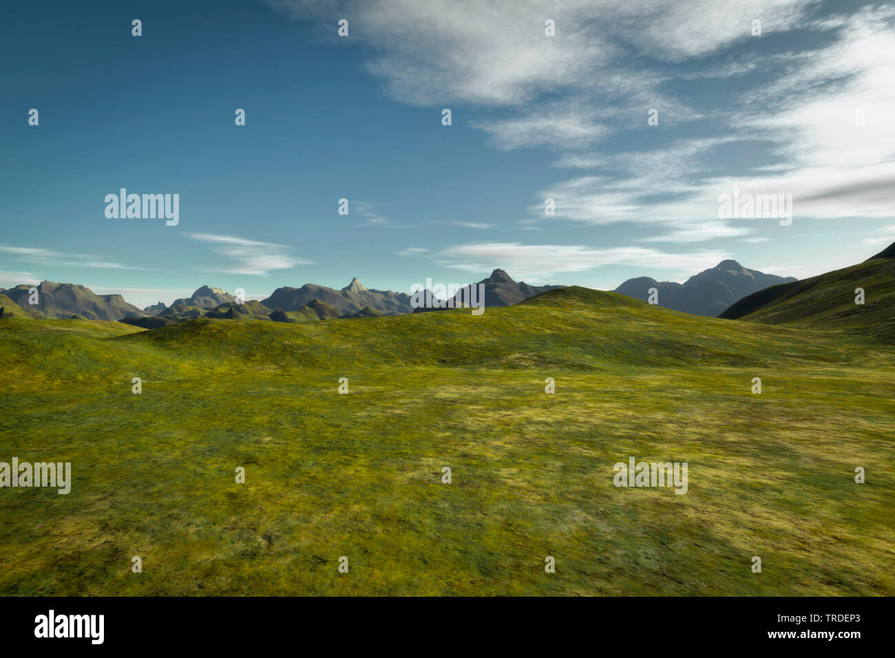 mountain scenery, virtual scenery, computer graphic Stock Photo - Alamy