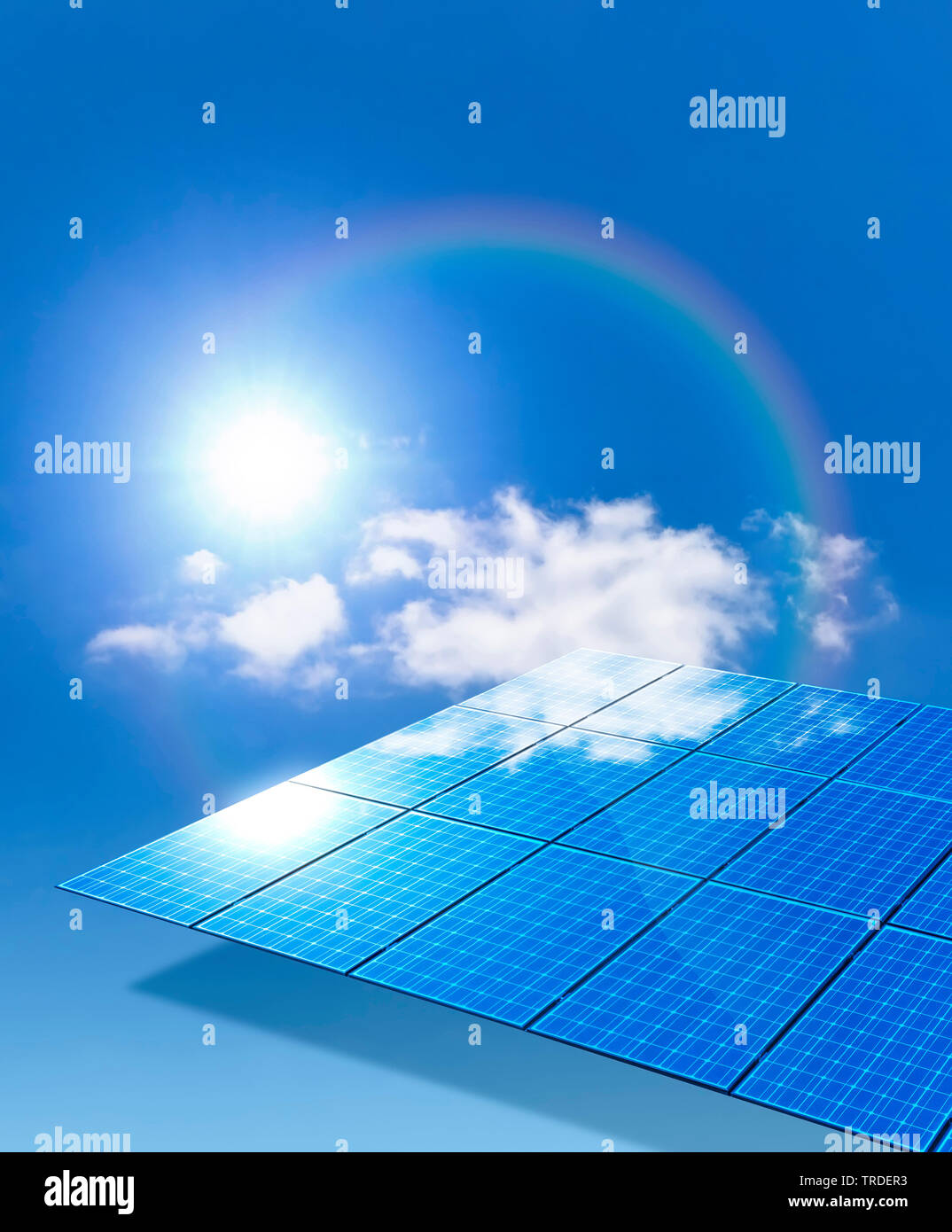 solar panel with a rainbow, computer graphic Stock Photo - Alamy