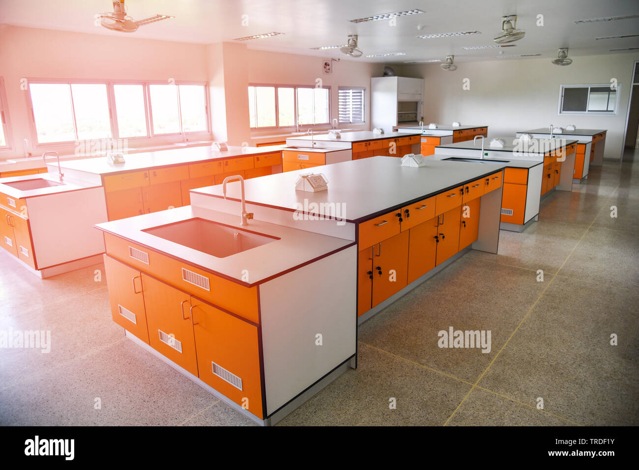 Education room laboratory electricity or scientific lab learning and ...