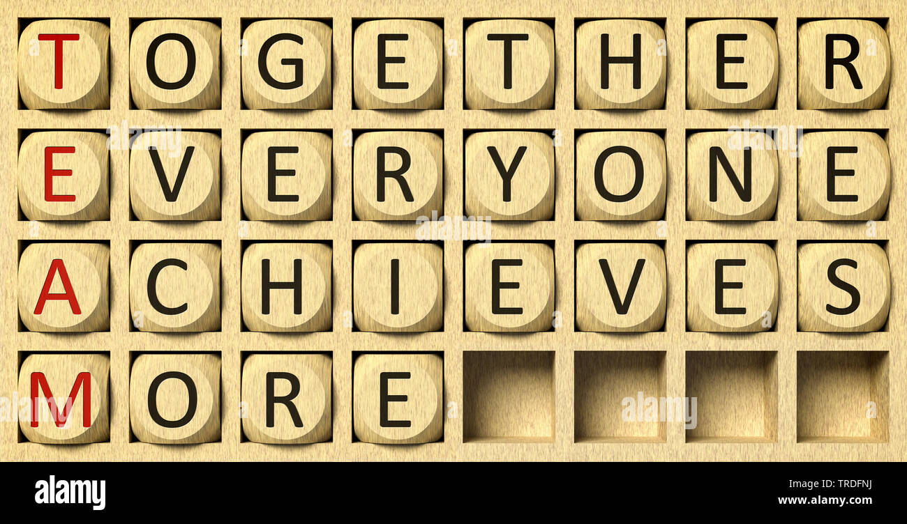 3d rendering of a wooden grid with cubes and the message 'together ...