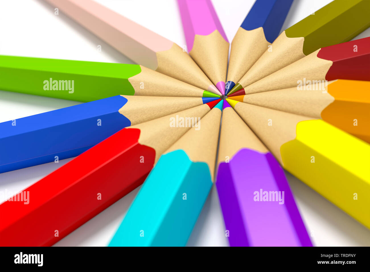 3d rendering of some color pencils with space for your content Stock ...