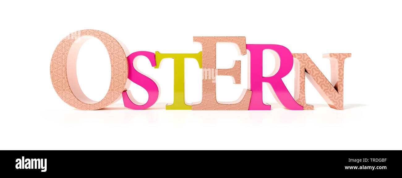 Ester card - Three-dimensional lettering OSTERN (Easter) against white ...