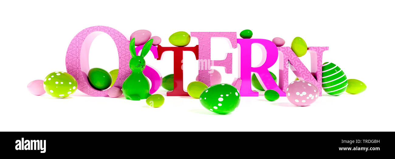 Ester card - Three-dimensional lettering OSTERN (Easter) surrounded by ...