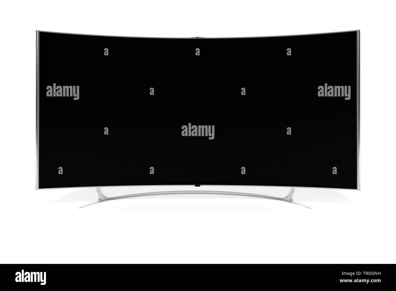 3D computer graphic, curved TV screen against white background Stock ...