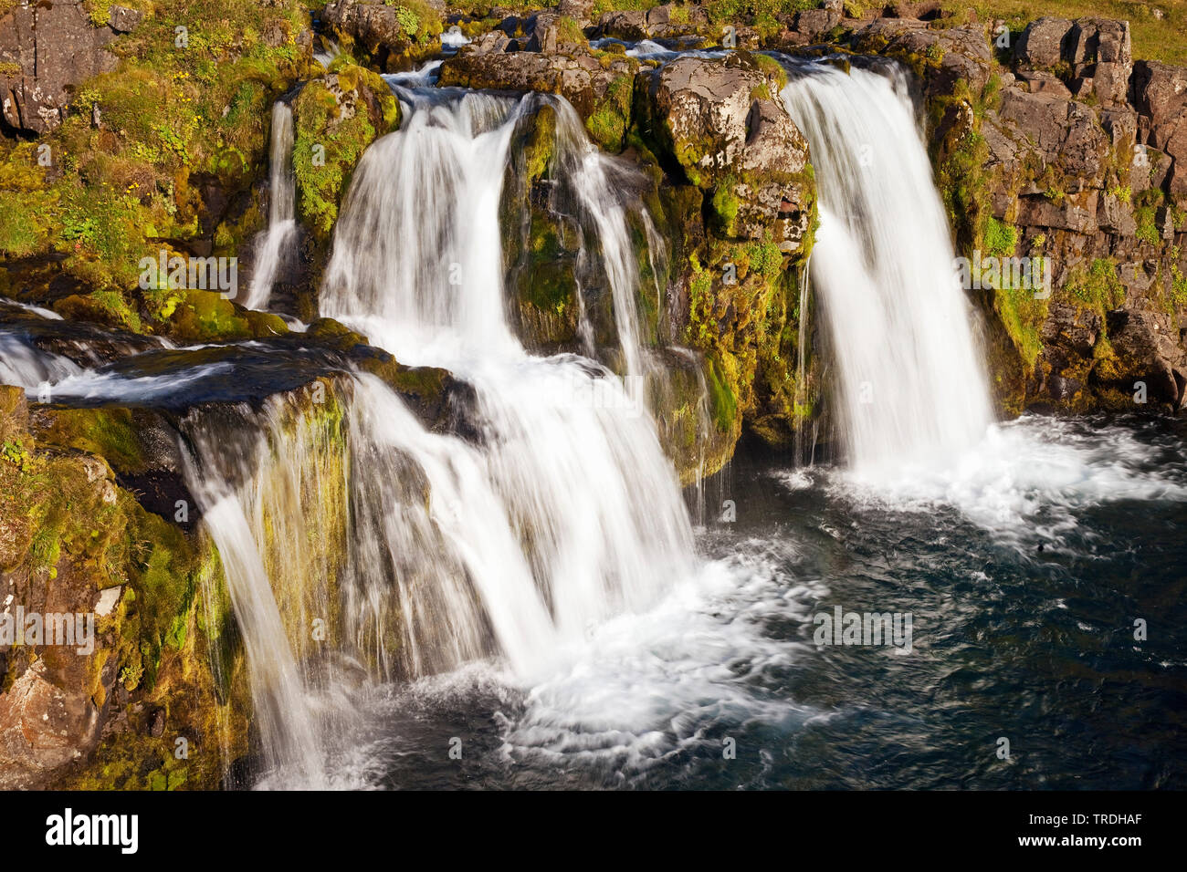 Kirkjufellsfoss waterfall, Iceland, Snaefellsnes, Grundarfjoerdur Stock ...