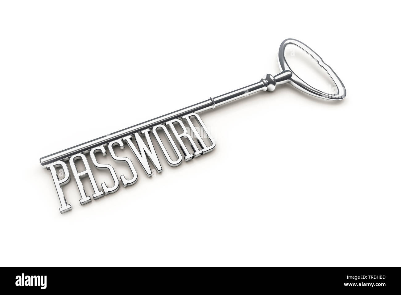 3D computer graphic, nostalgic key with lettering PASSWORD as key bit ...