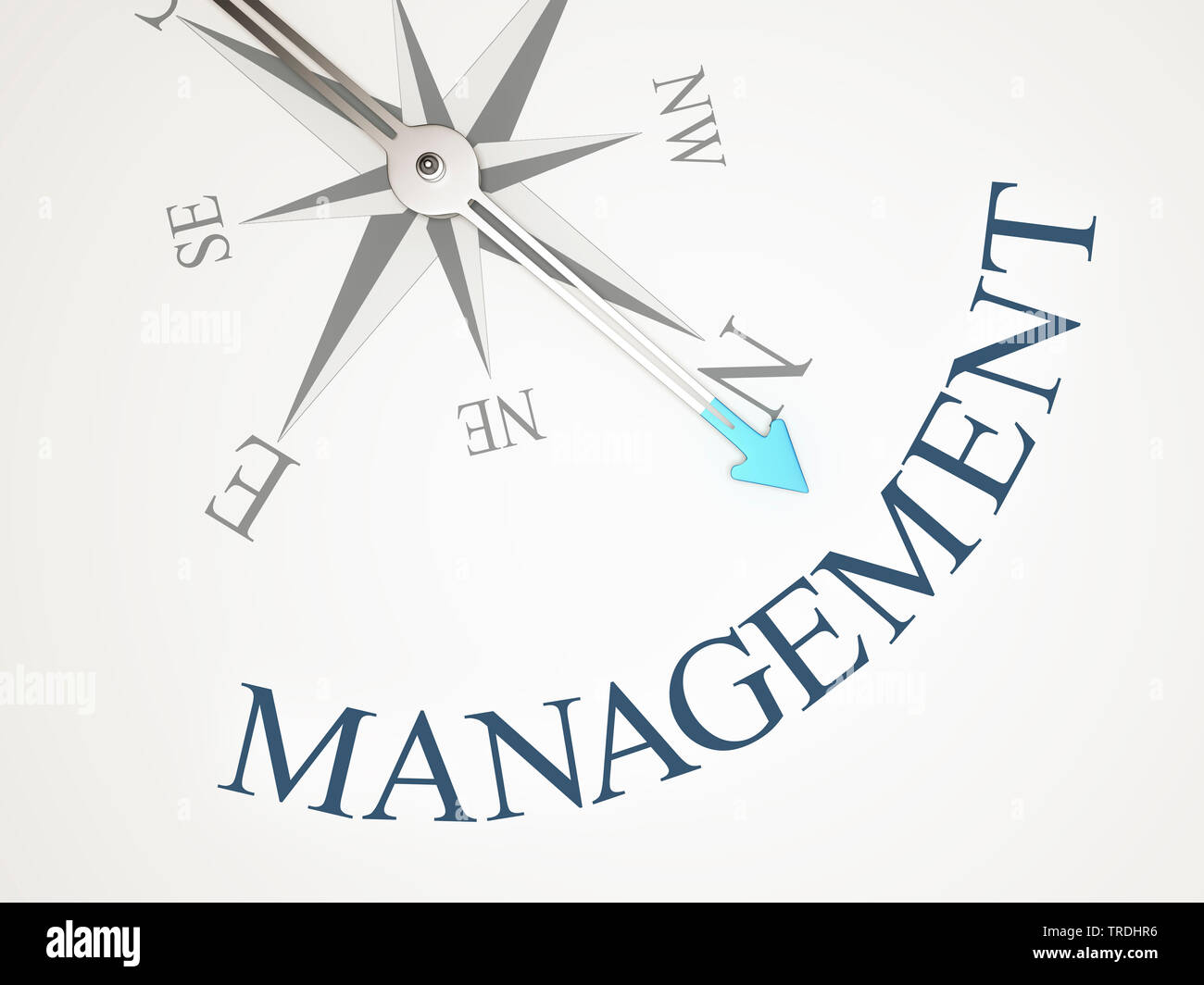 3D computer graphic, compass in white color lettering MANAGEMENT Stock ...