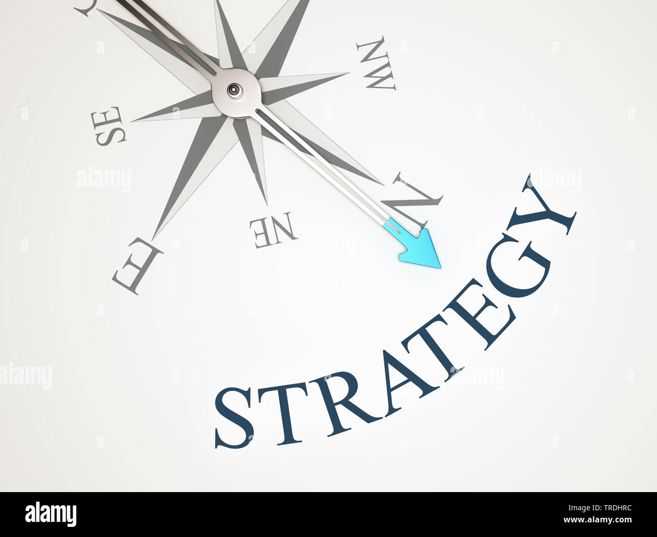 3D computer graphic, compass in white color lettering STRATEGY Stock ...