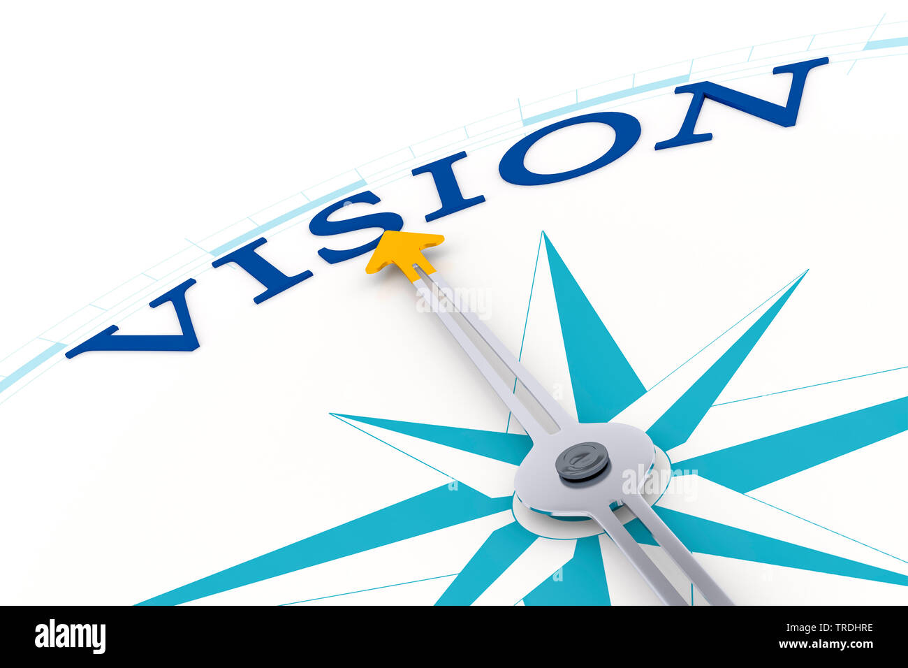 3D computer graphic, compass in white color lettering VISION Stock ...