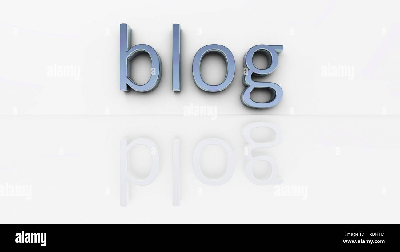 3D computer graphic, illustration of the word BLOG in grey color ...