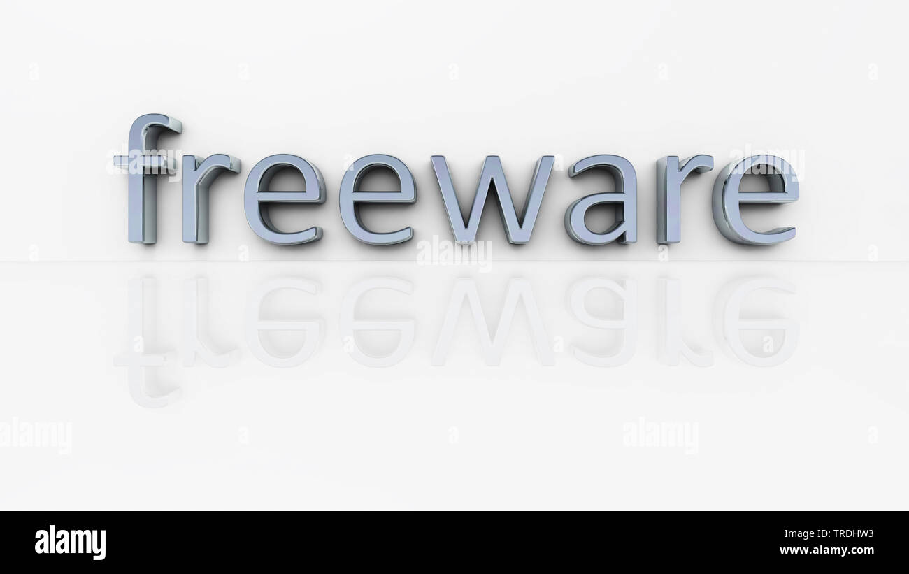 3D computer graphic, illustration of the word FREEWARE in grey color ...