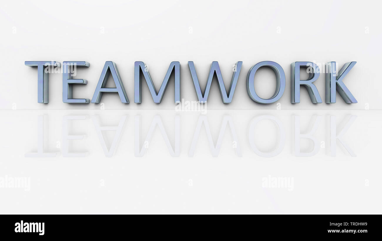 3D computer graphic, illustration of the word TEAMWORK in grey color ...