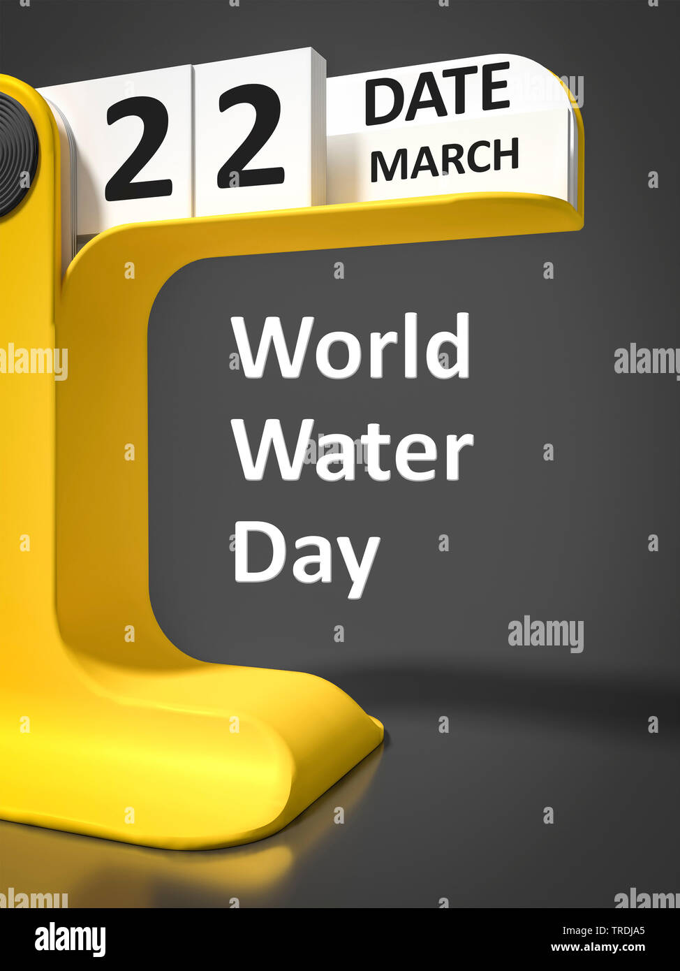 3D computer graphic, calendar showing the 22nd March: WORLD WATER DAY ...