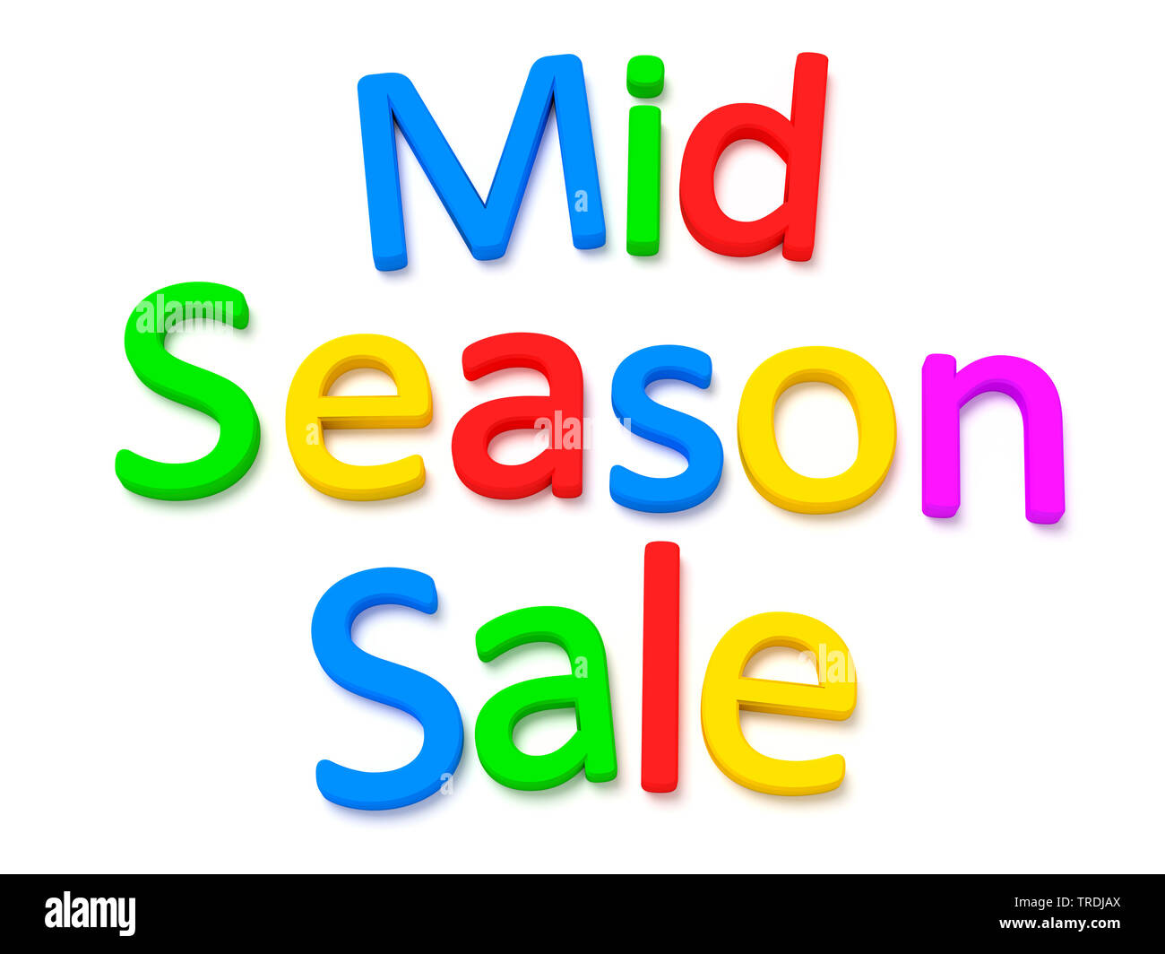 3D computer graphic, lettering MID SEASON SALE out of colorful 3D ...