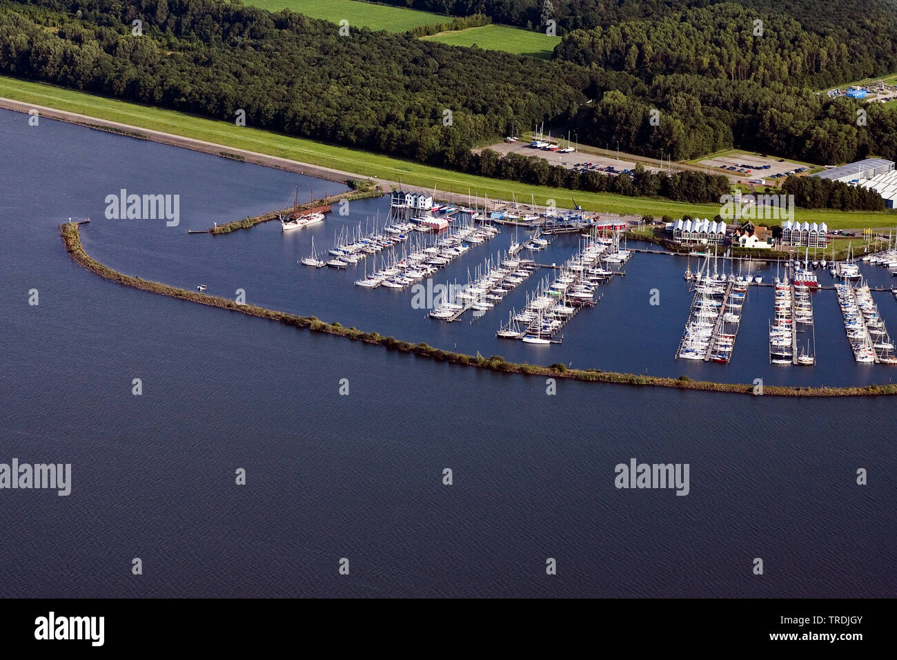 Flevo Marina in Ijsselmeer, aerial photo, Netherlands, Lelystadt Stock ...