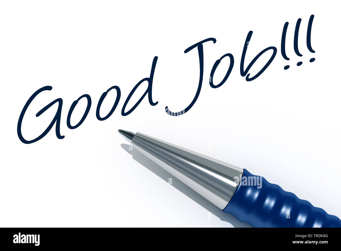 3D computer graphic, ball-pen on a white sheet of paper lettering GOOD ...