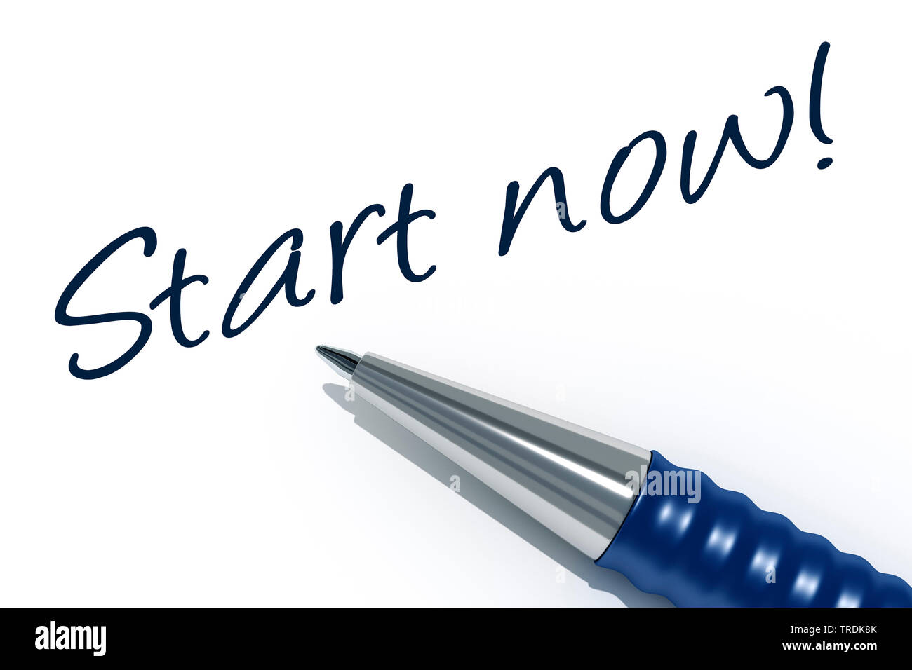 3D computer graphic, ball-pen on a white sheet of paper lettering START ...