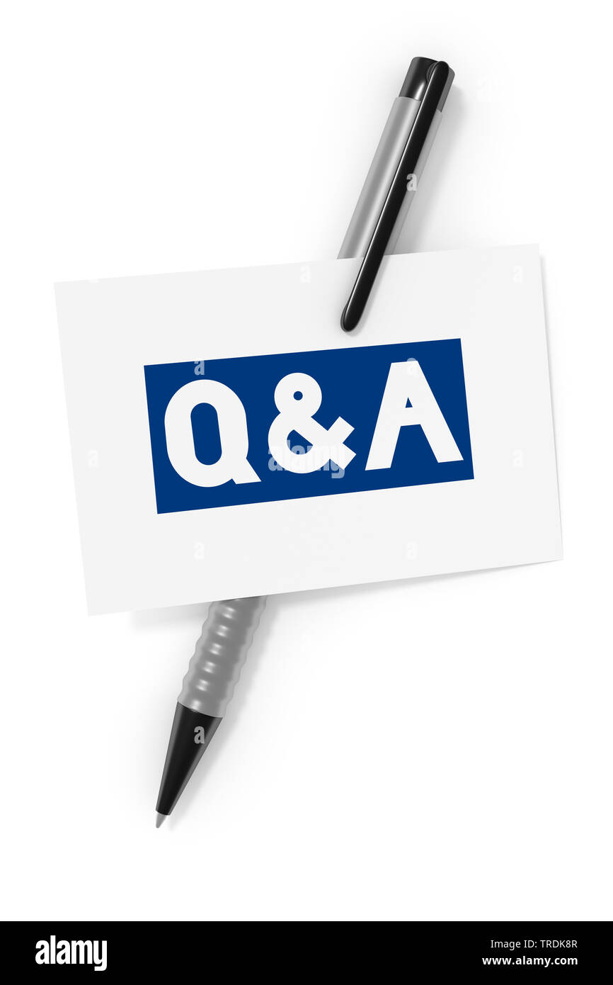 3D computer graphic, ball-pen and a white sheet of paper lettering Q&A ...