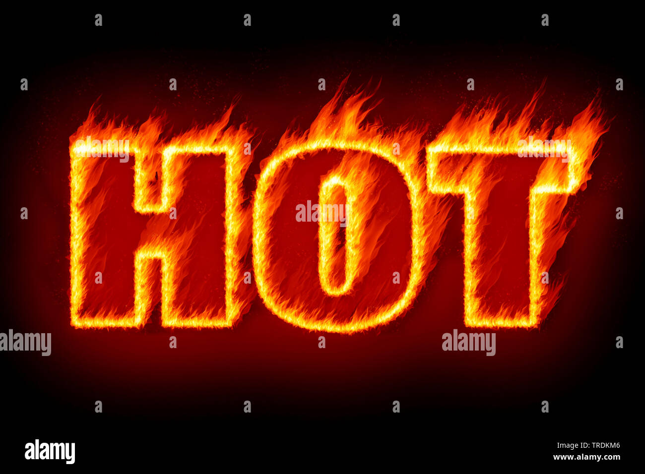 3D computer graphic, illustration of the word HOT out of burning ...