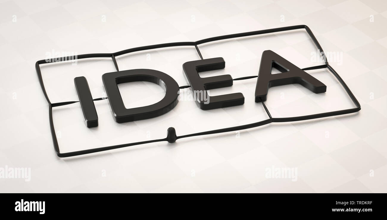 3D computer graphic, word IDEA out of black letters in an injection ...