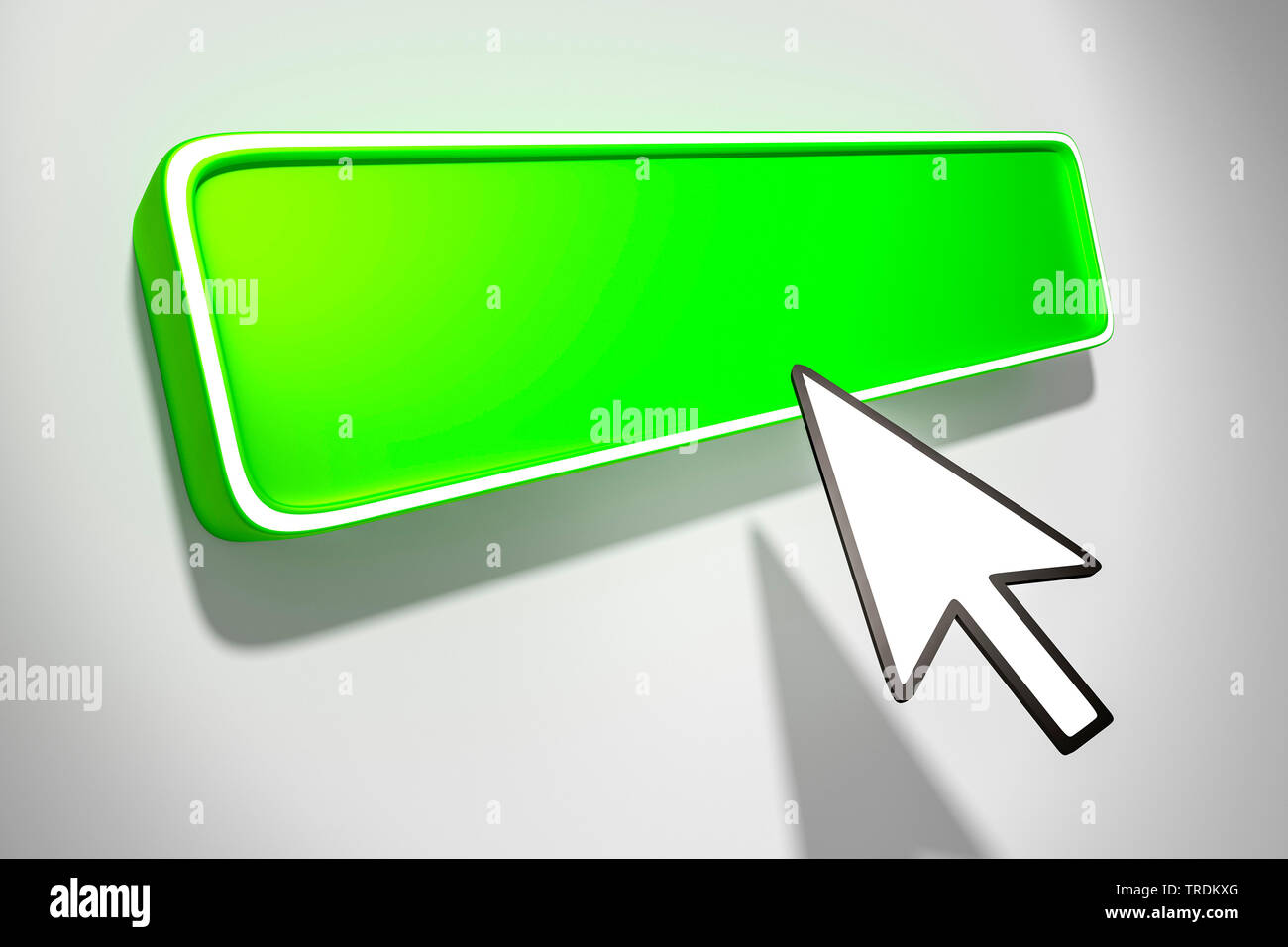 3D computer graphic, three-dimensional sign in green color without text ...