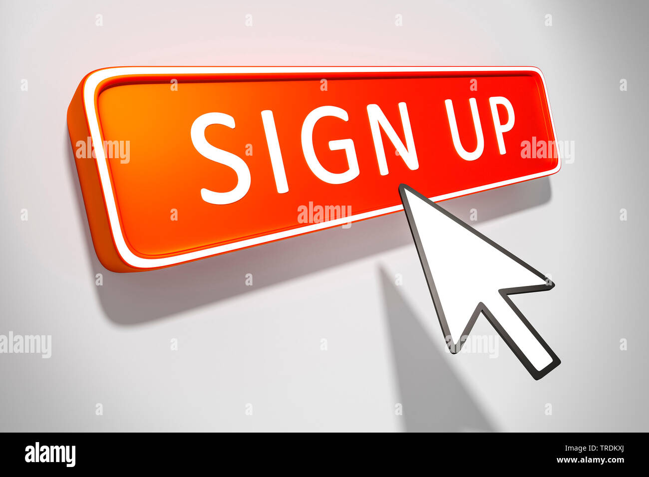 3D computer graphic, three-dimensional sign in red color lettering SIGN ...