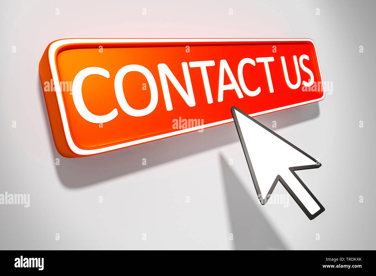 3D computer graphic, three-dimensional sign in red color lettering ...