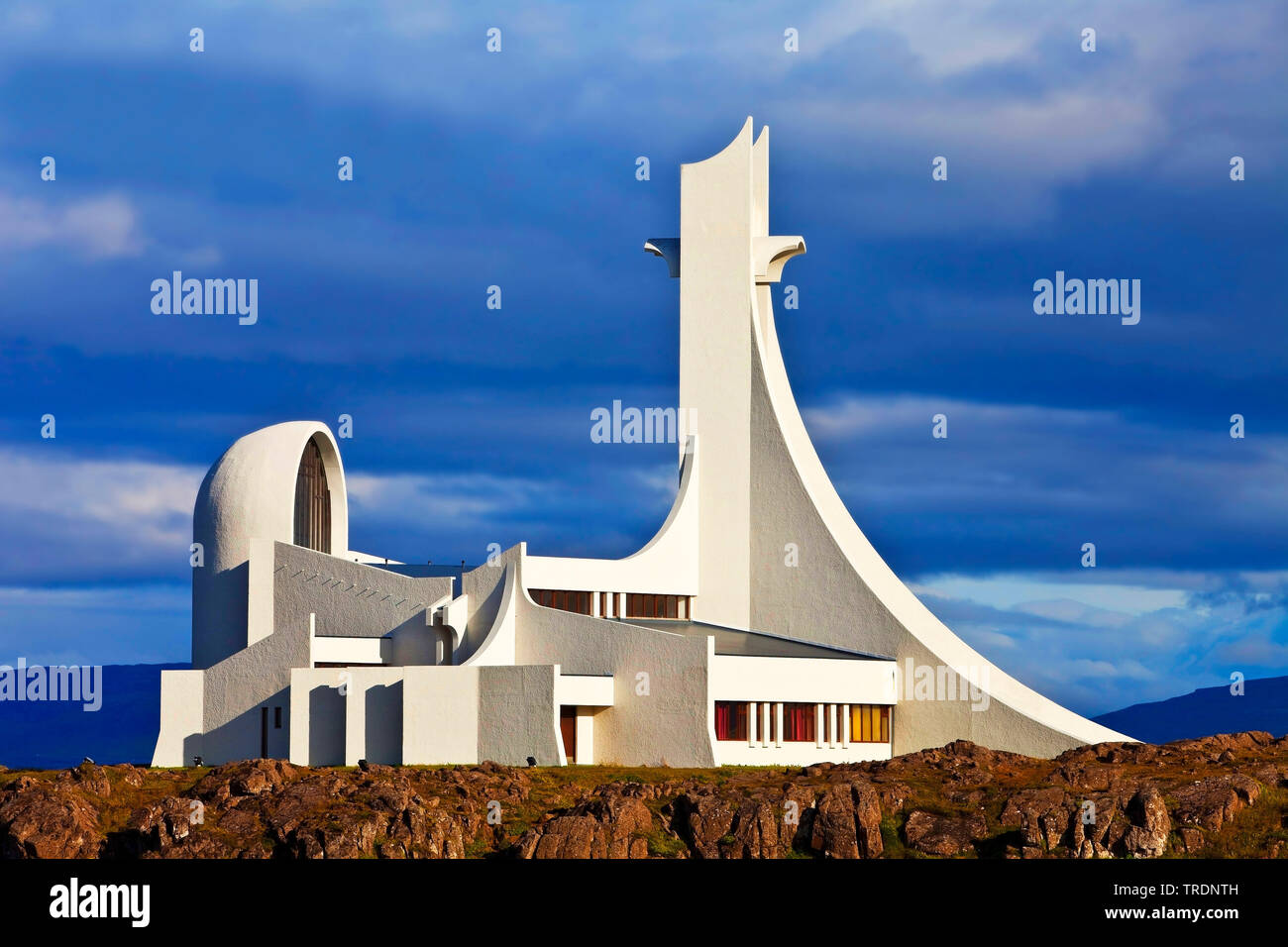 modern concrete church, Iceland, Snaefellsnes, Vesturland ...