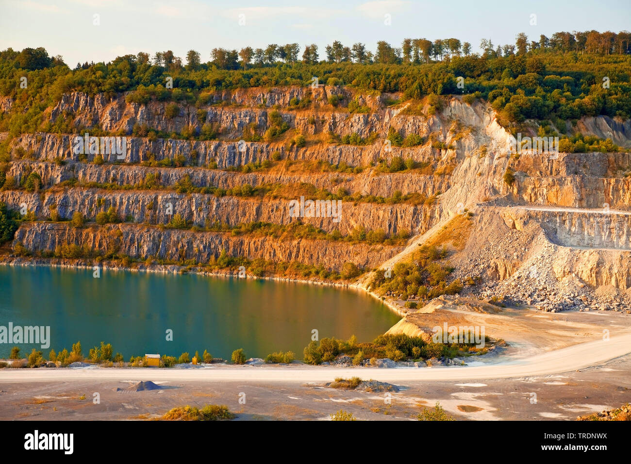 lake in a limestone quarry of Hoennetal, Germany, North Rhine ...