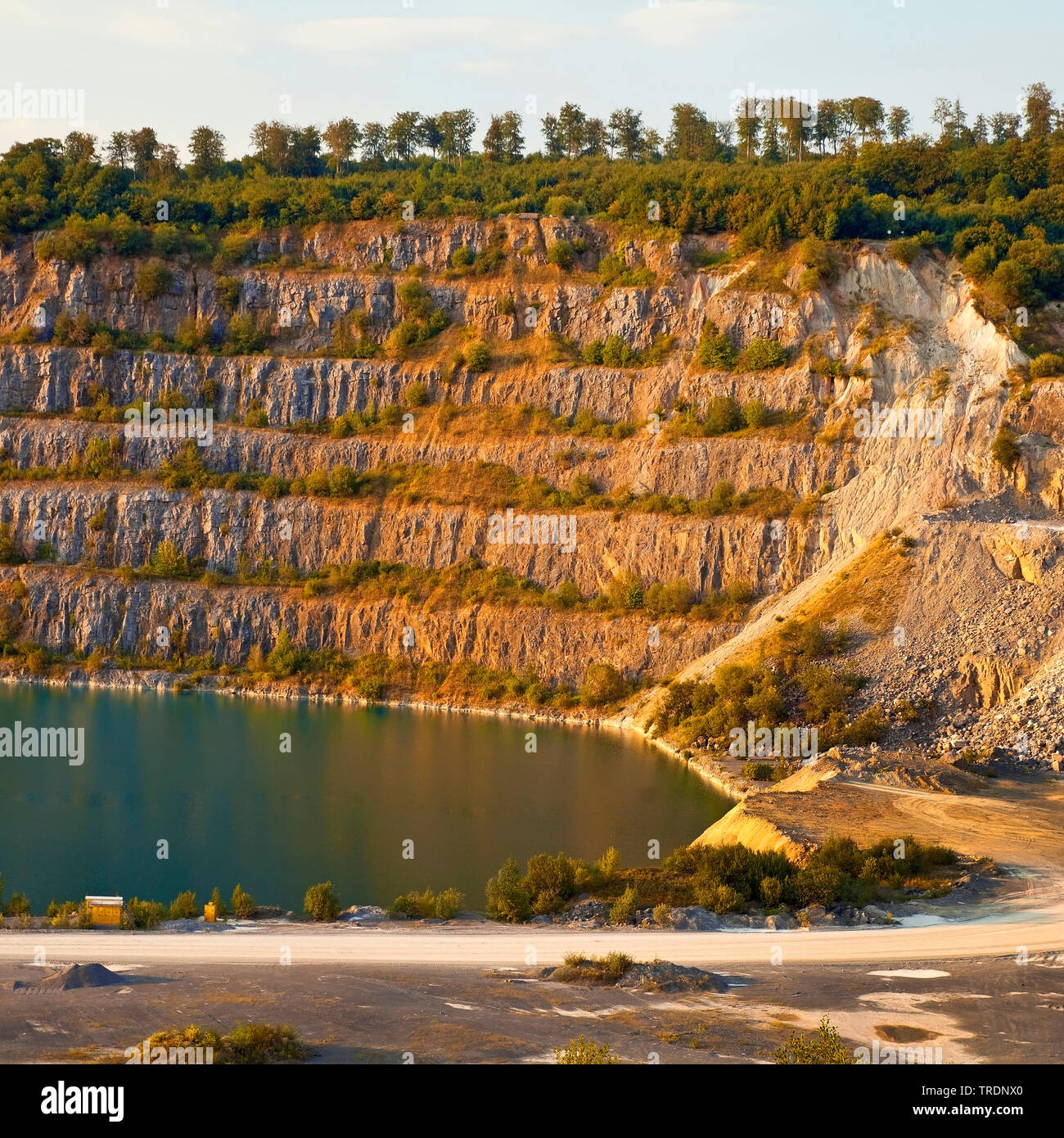 lake in a limestone quarry of Hoennetal, Germany, North Rhine ...