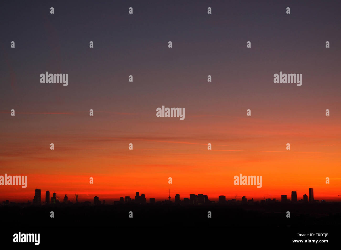 red evening sky, Netherlands, Rotterdam Stock Photo - Alamy