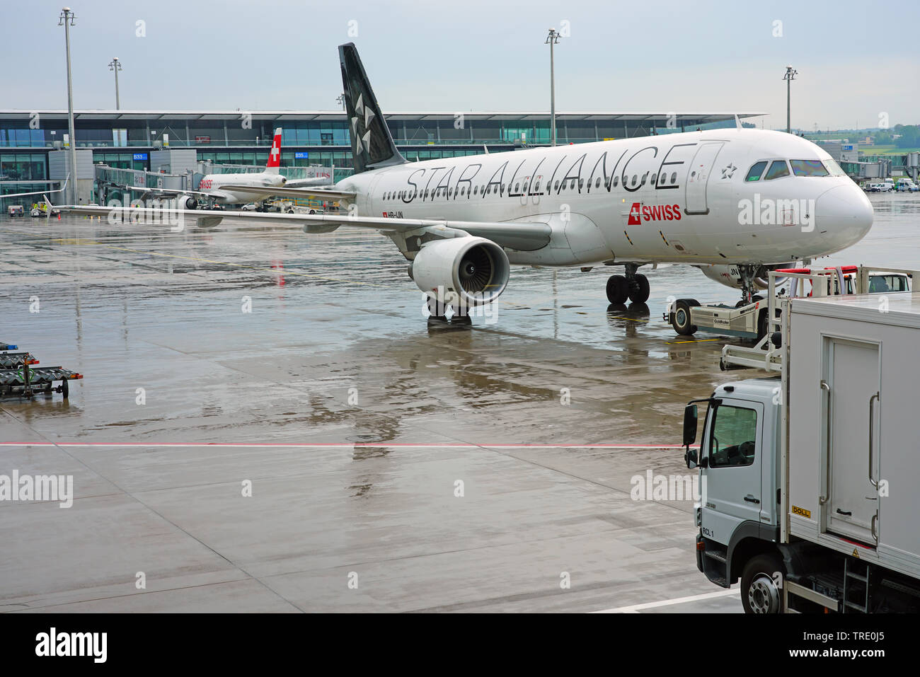 ZURICH, SWITZERLAND -25 MAY 2019- Plane from the Swiss international ...