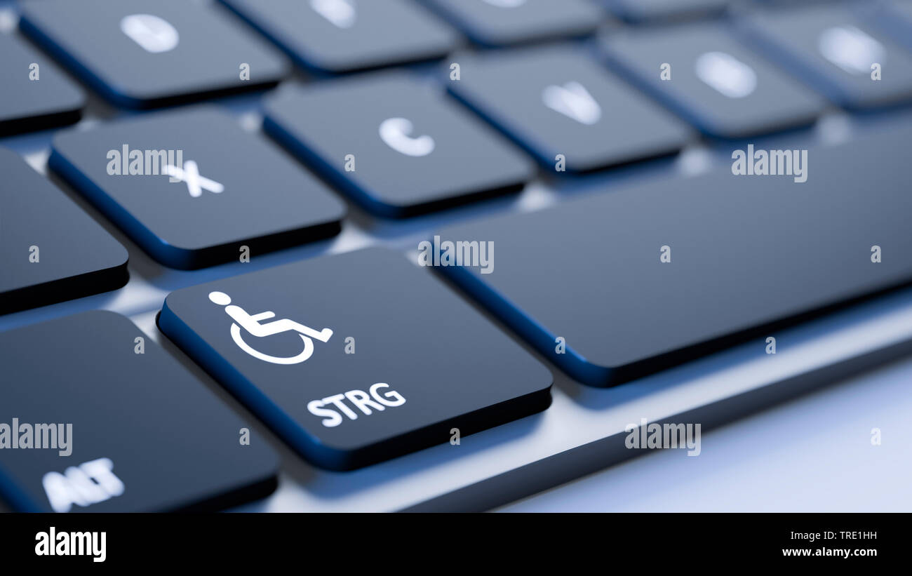 black keyboard with the sign of an wheelchair user, Europe Stock Photo ...