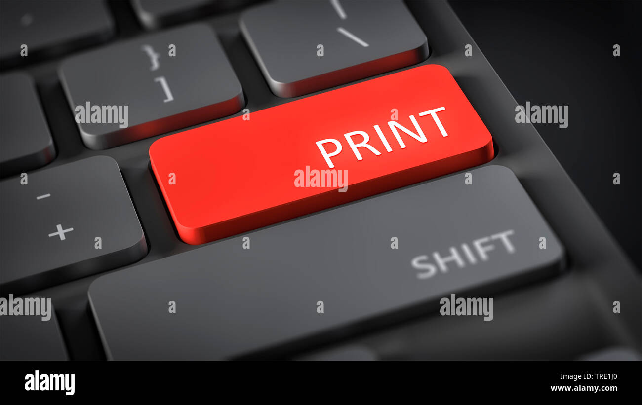 white keyborad with the red button print Stock Photo - Alamy