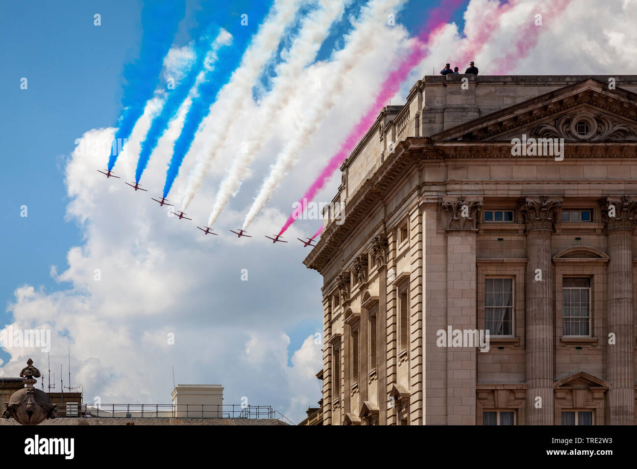air shows, airplanes at the sky with condensation trails in the colours ...