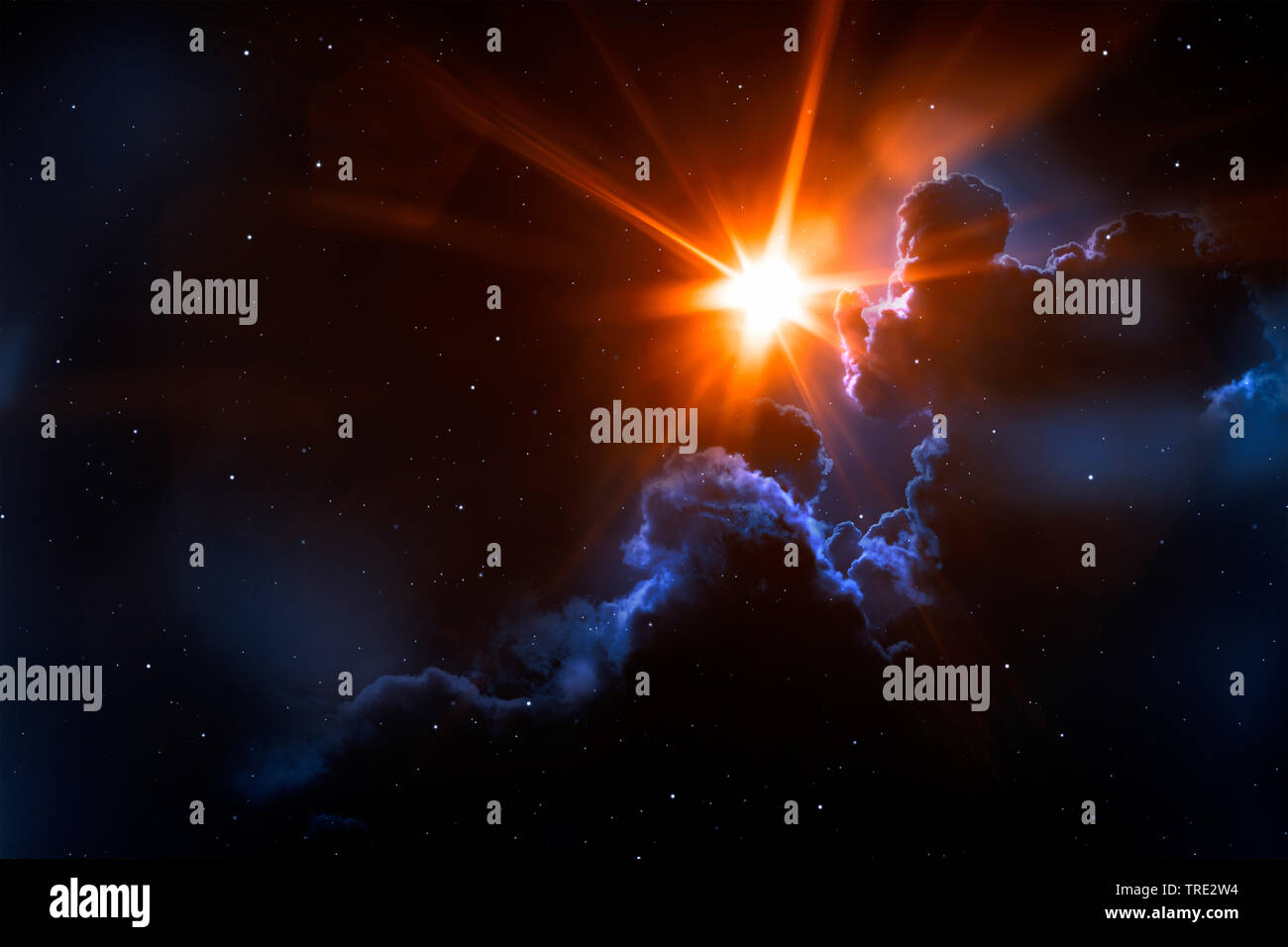 red sun in the deep space Stock Photo - Alamy