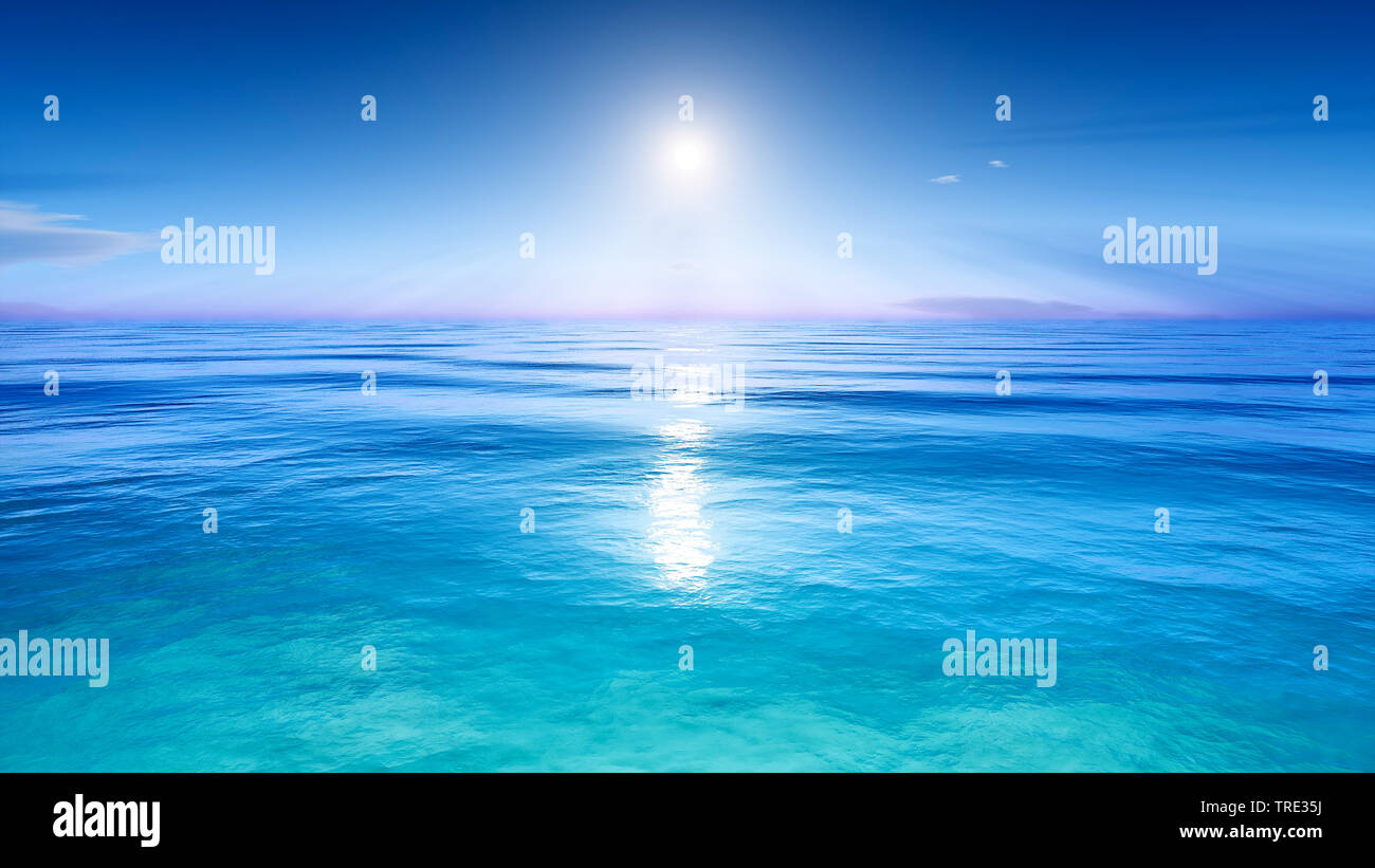 3d rendering of the sun over the sea Stock Photo - Alamy