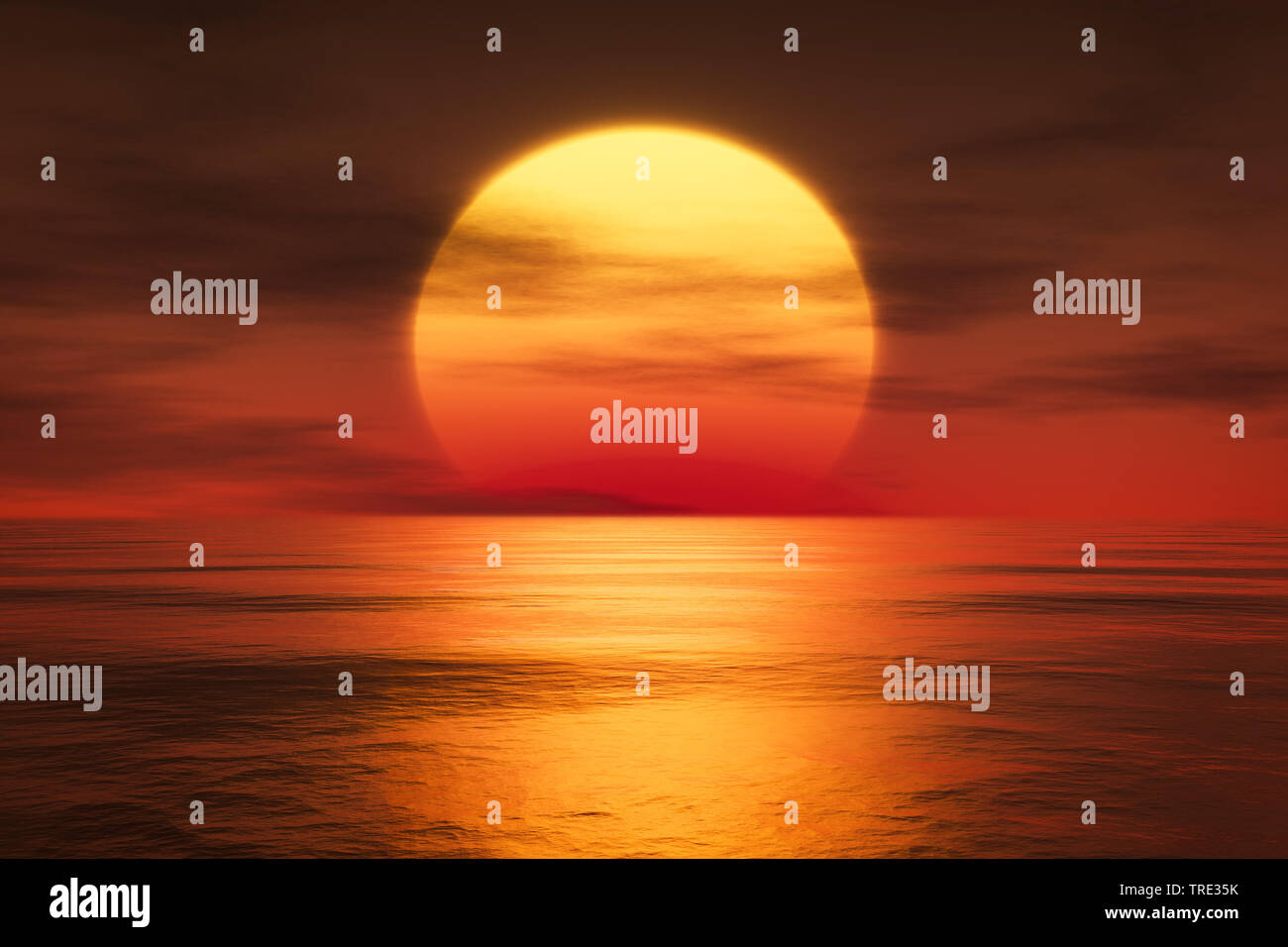 3d render sunset over ocean hi-res stock photography and images - Alamy