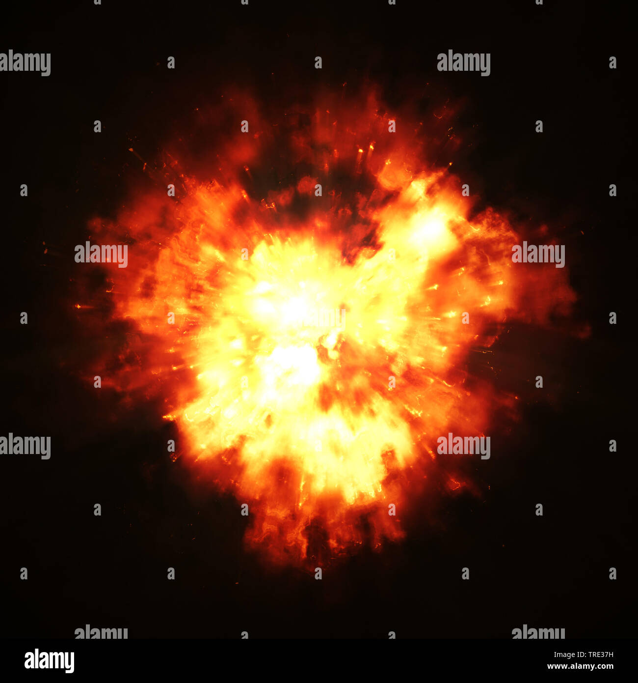 2d illustration of a big fire explosion Stock Photo - Alamy