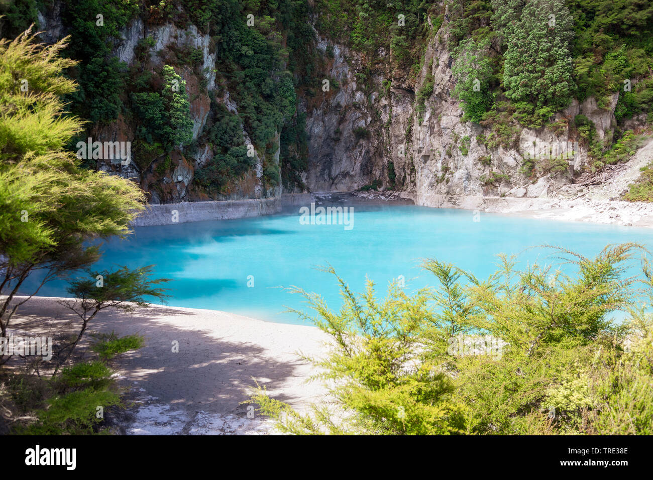 volcanic lake at inferno crater at Waimangu, New Zealand, Waimangu ...