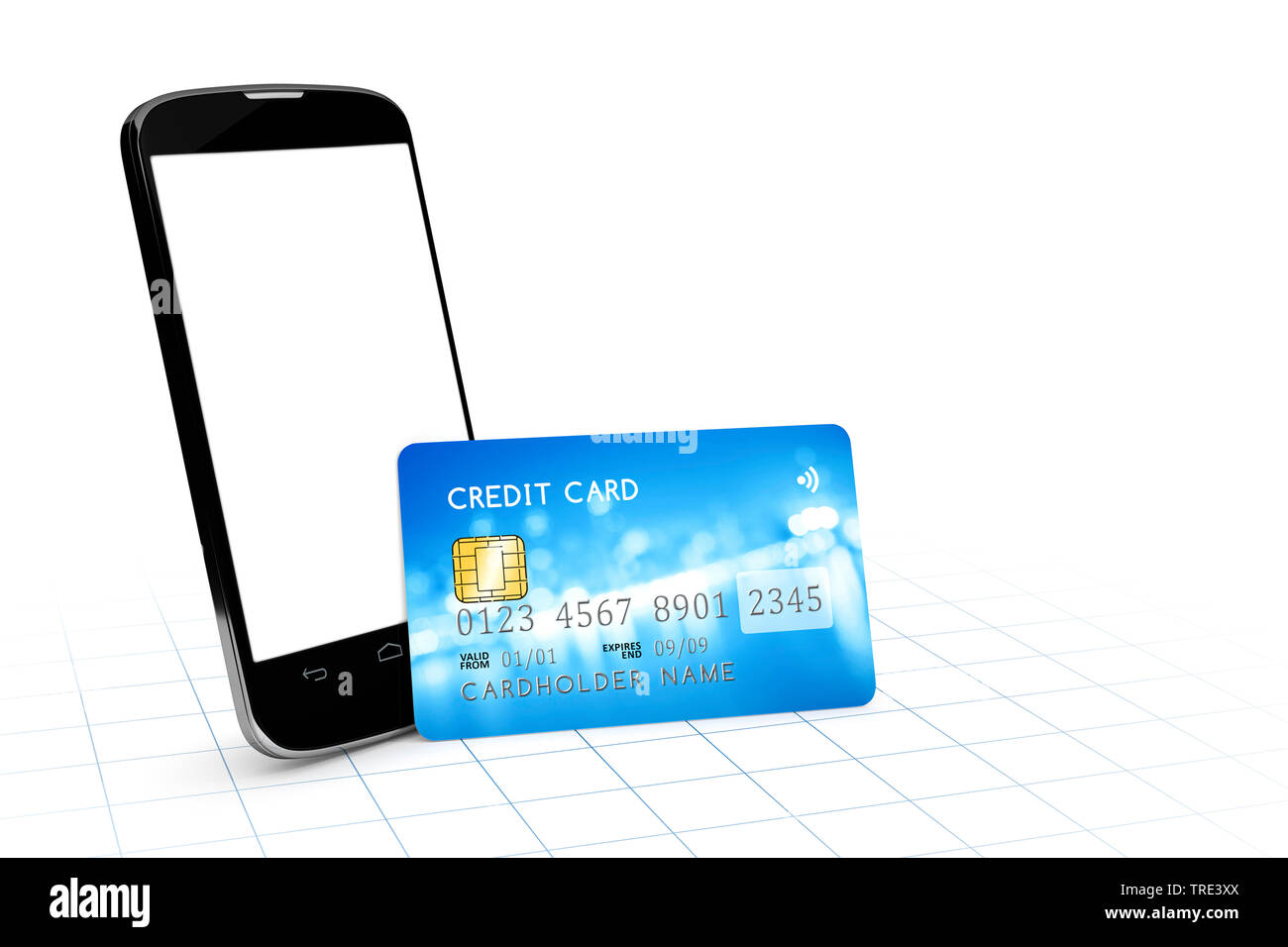 Mobile phone with credit card in the forground (mobile payment Stock ...
