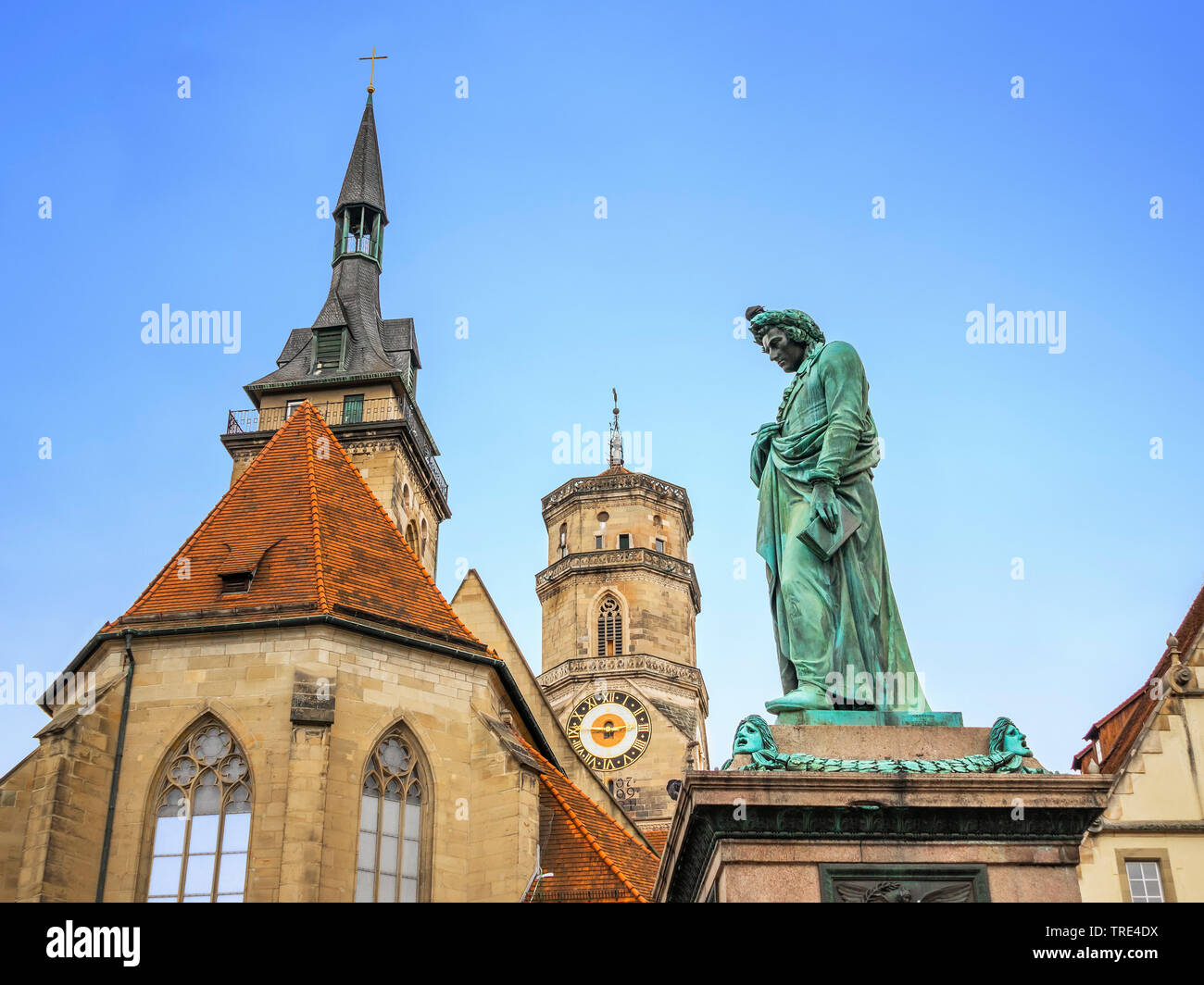 Schiller statue of 1839 on the Schiller square in Stuttgart, Germany ...
