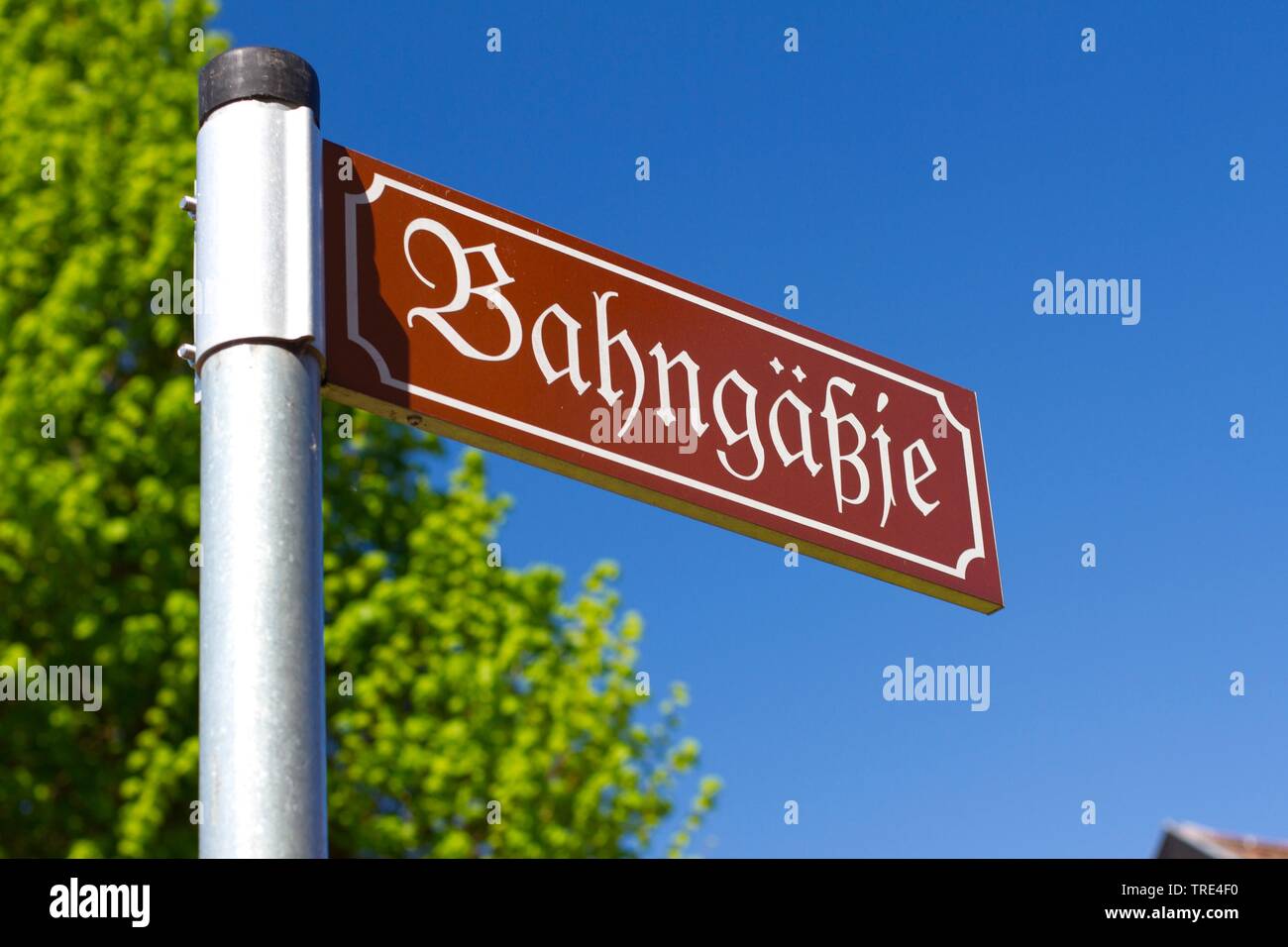 streets name Bahngaessle, Germany, Hesse, Rodgau-Nieder-Roden Stock ...