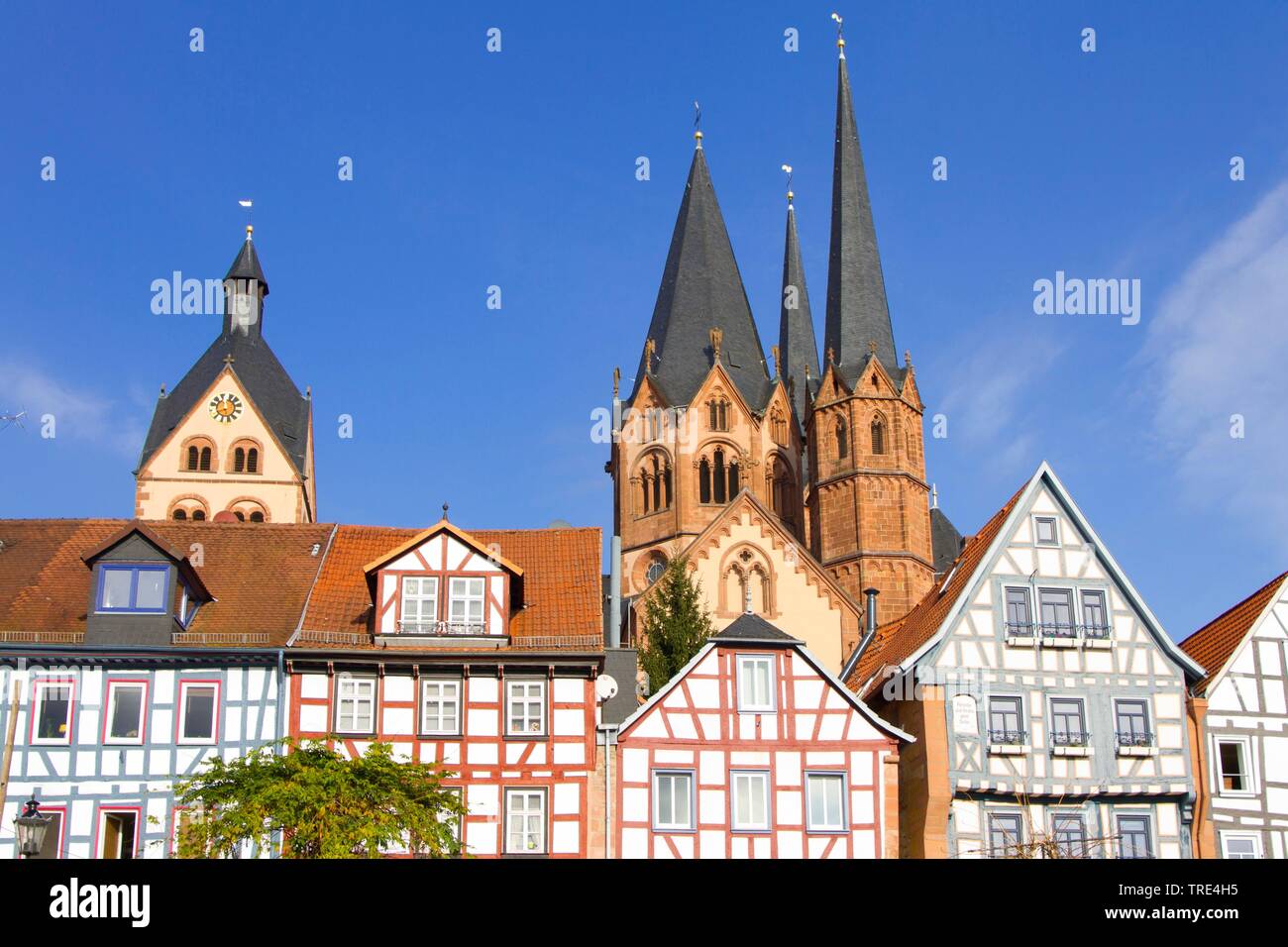 city scape with Marienkirche, Germany, Hesse, Gelnhausen Stock Photo ...